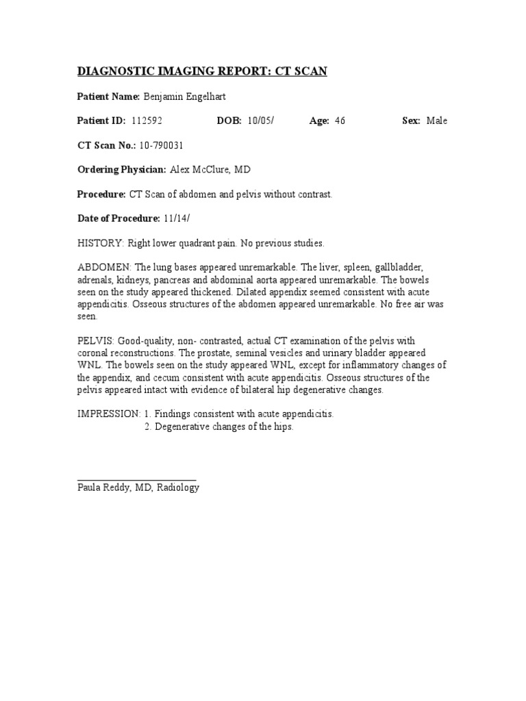 CT Scan Report: Acute Appendicitis | PDF