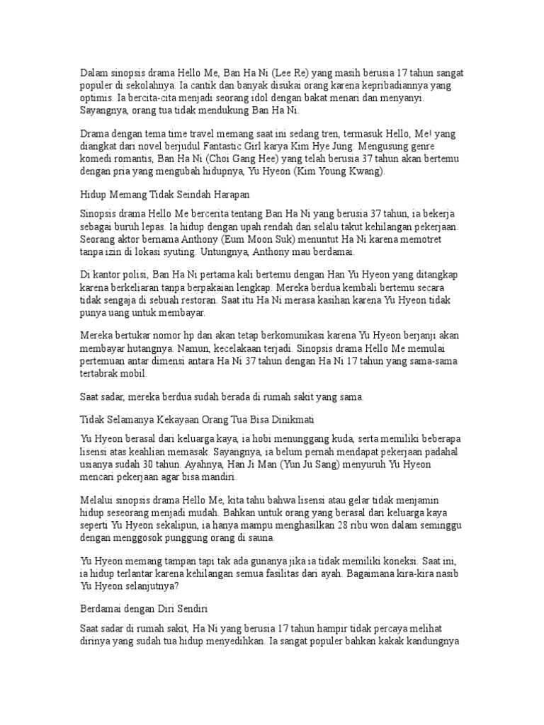 Sinopsis Drama Hello Me | PDF