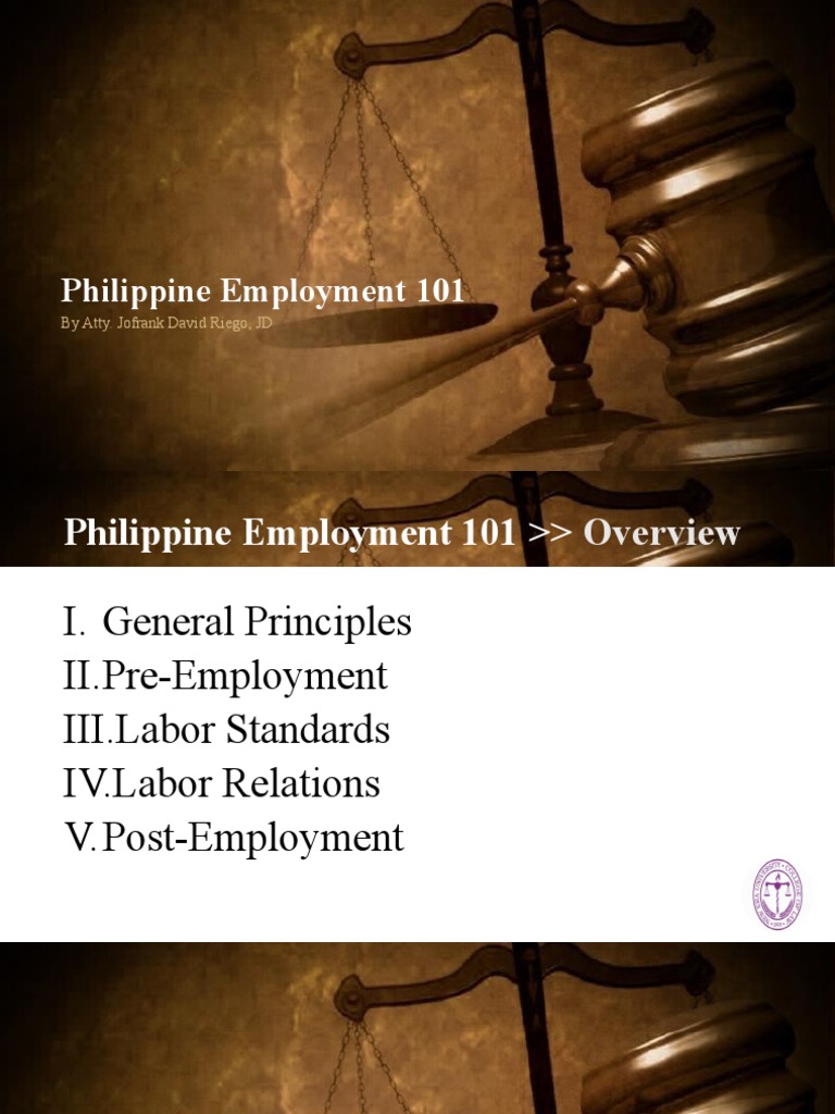 Philippine Employment 101: by Atty. Jofrank David Riego, JD | PDF ...