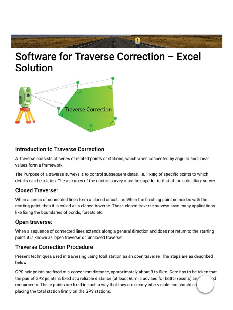 Software For Traverse Correction - Excel Solution | PDF