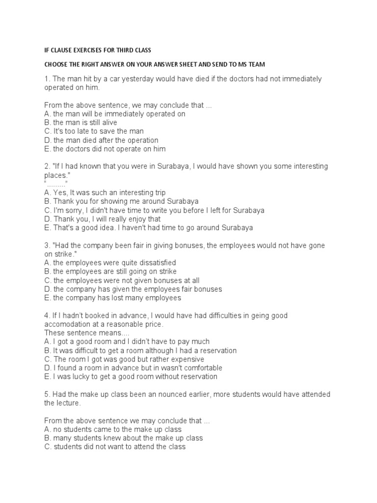 Third Class If Clause Exercises | PDF | Poetry