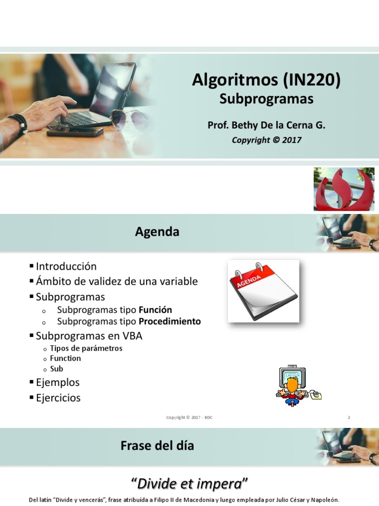 2017-1 Algoritmos 04 - Subprogramas | PDF | Microsoft Excel | Programación de computadoras