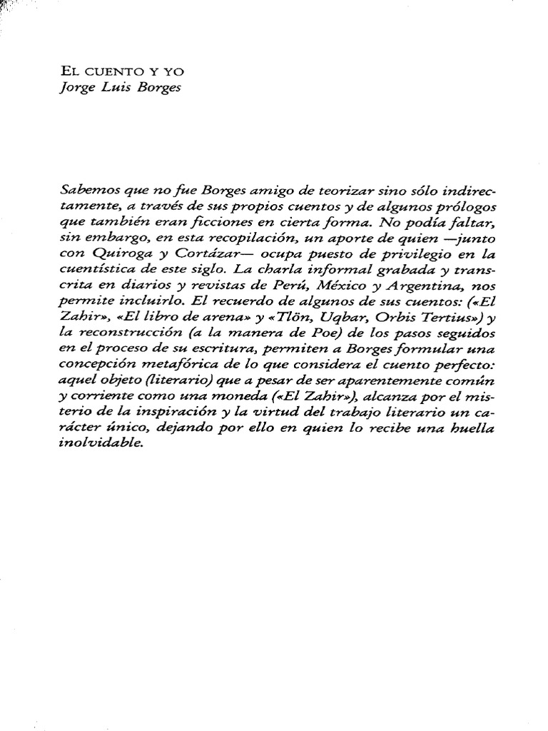 Jorge Luis Borges - El Cuento y Yo - Ocred | PDF | Cuentos | Edgar ...