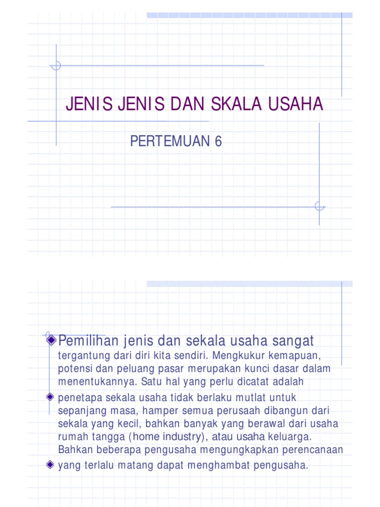 Jenis Dan SKala Usaha Pertemuan 6 | PDF