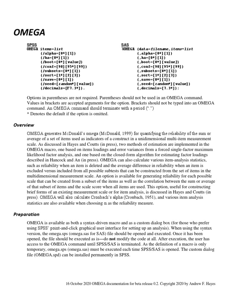 Omega: %OMEGA (Data Filename, Items List | Download Free PDF ...