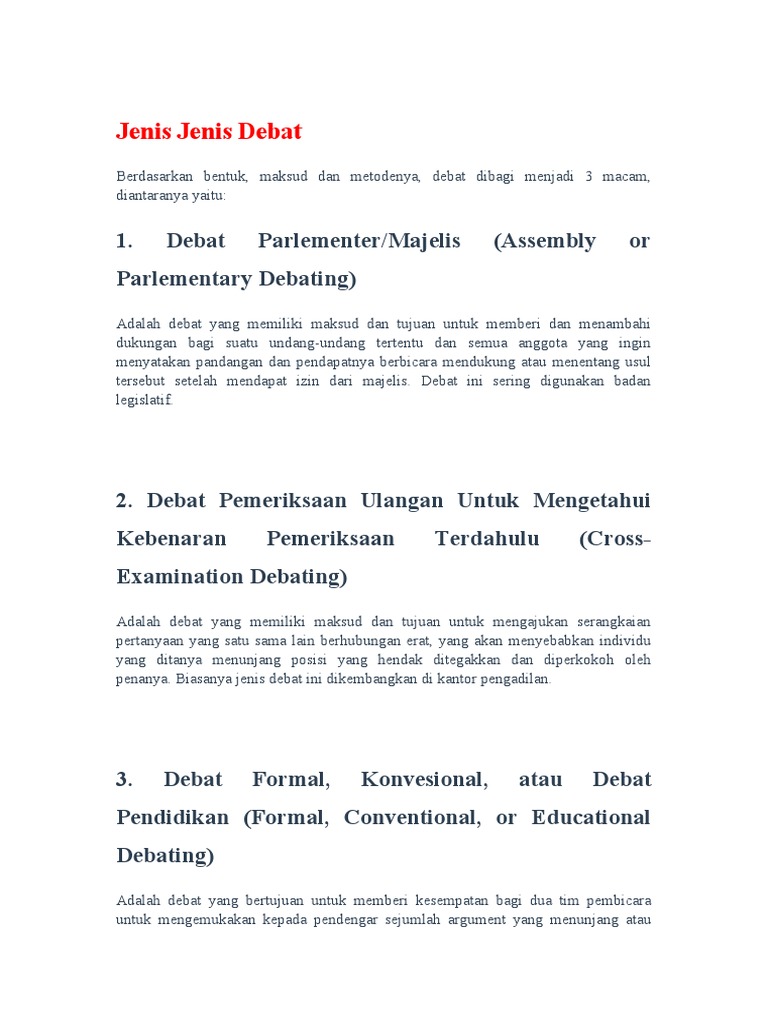 Jenis dan Tata Cara Debat | PDF