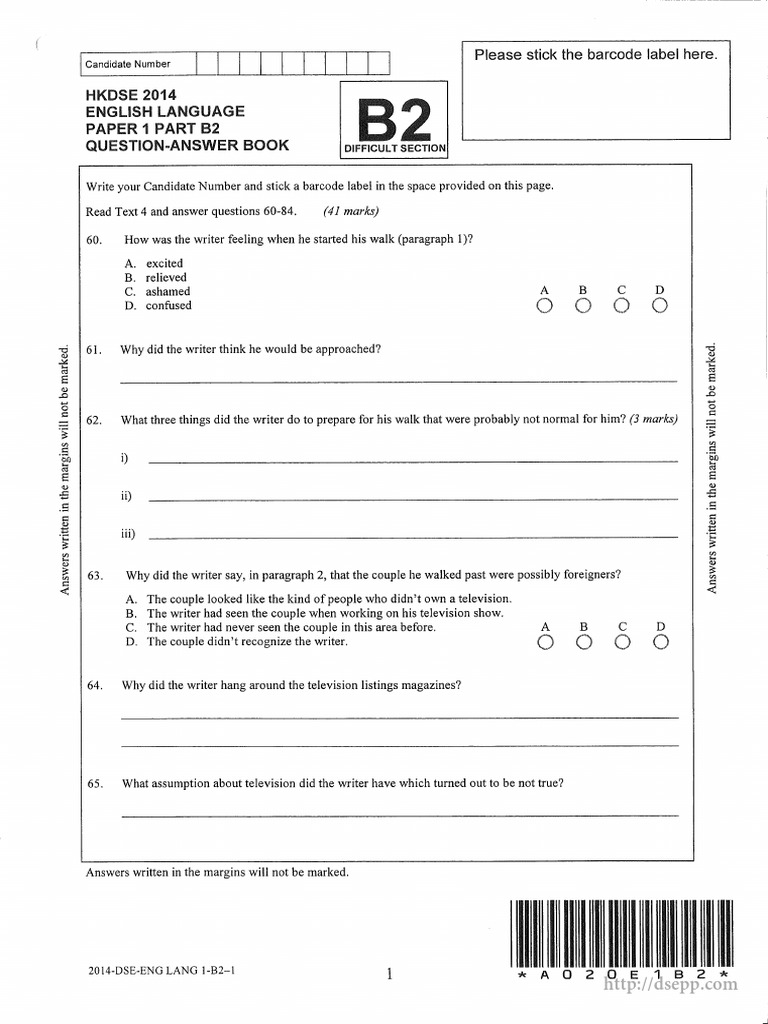 2014 Dse Eng Lang 1 B2 | PDF