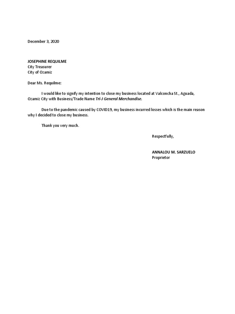 Letter of Closure | PDF