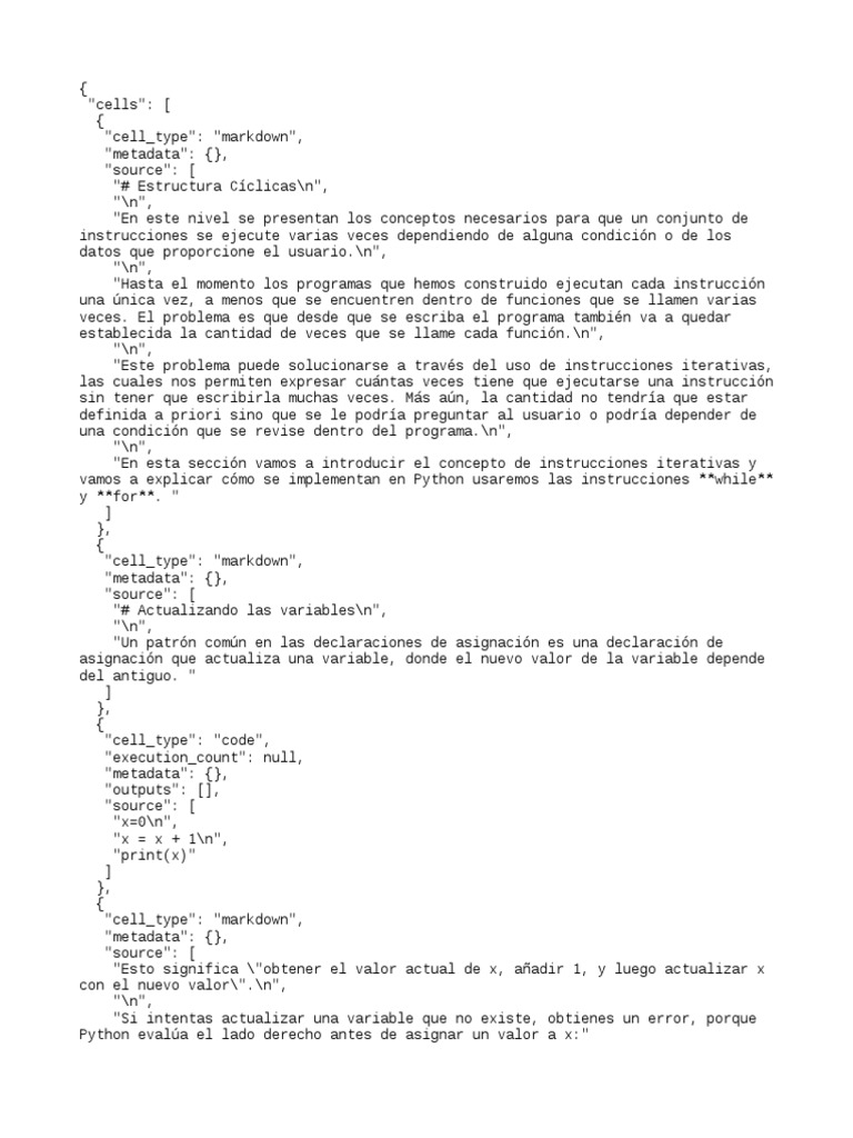 Clase 11 y 12 - Estructuras Iterativas (While y For) .Ipynb | PDF ...