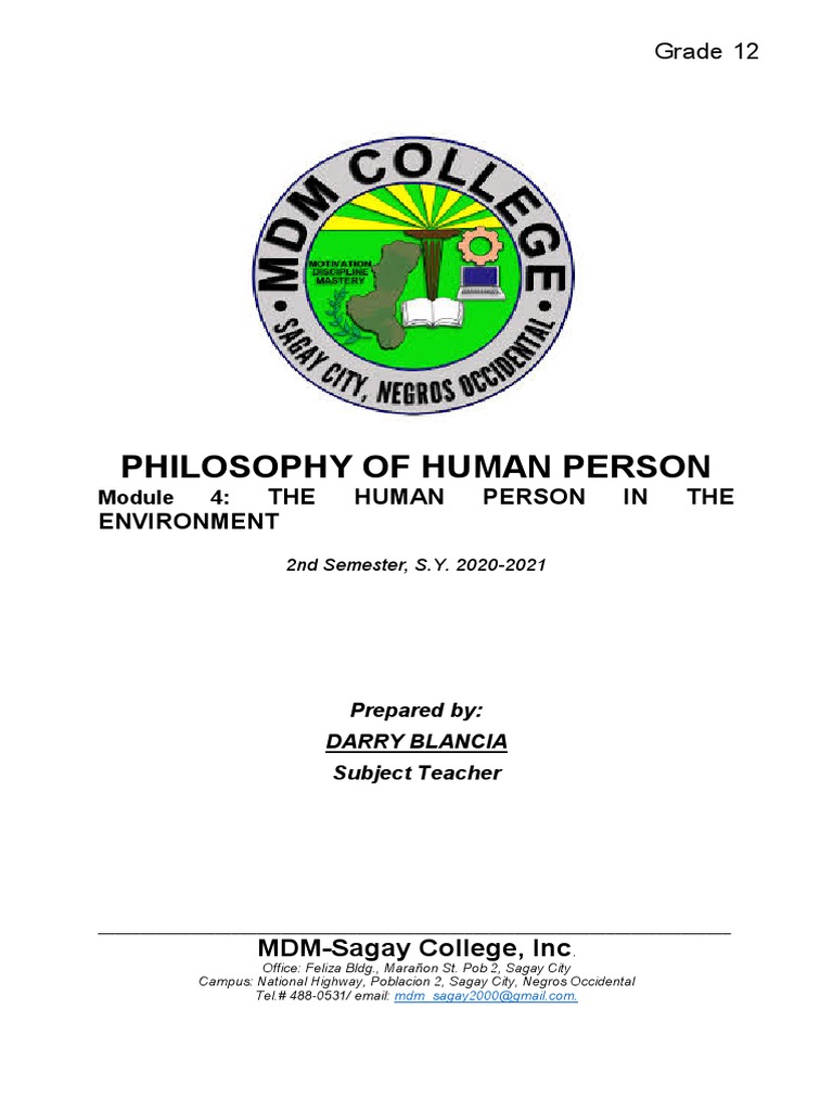 Grade 12: Philosophy of Human Person | PDF | Sustainability ...