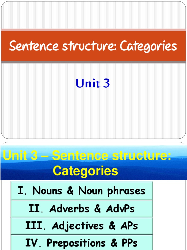 UNIT 3, Sentence Structure - Categories - Handout | PDF | Noun | Phrase