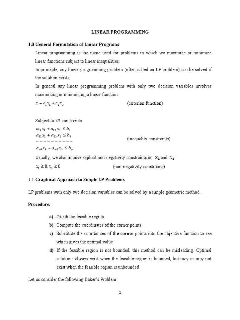 1408808410LINEAR PROGRAMMING Notes | PDF | Linear Programming | Systems ...