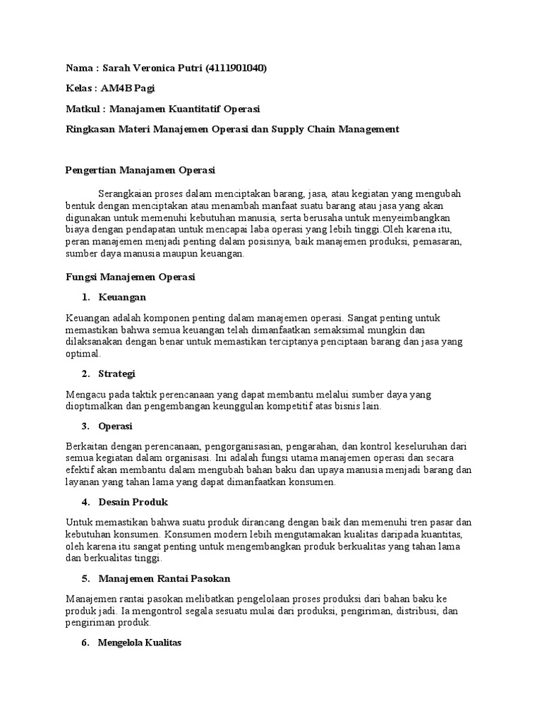 Ringkasan Materi 1 MKO Sarah Veronica Putri (4111901040) | PDF