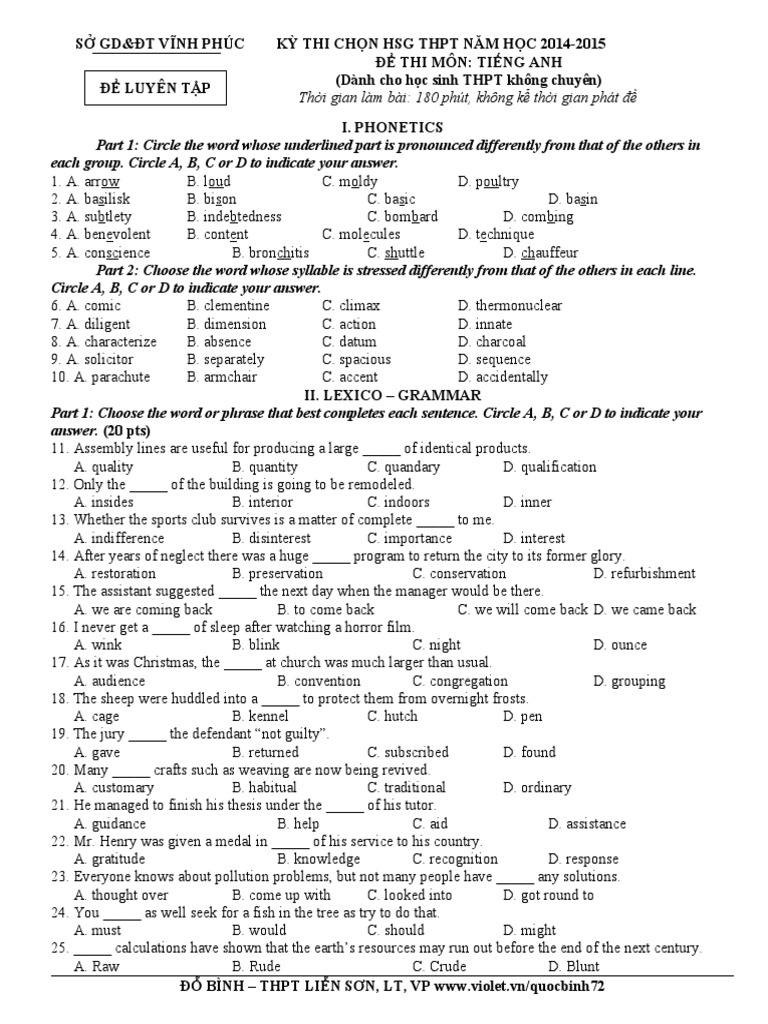 English Exam Practice for High School | PDF | Nature