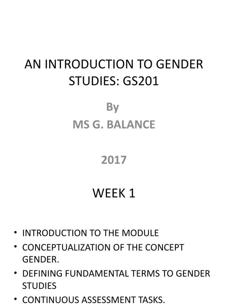 An Introduction To Gender Studies Power Point Notes | PDF | Patriarchy ...