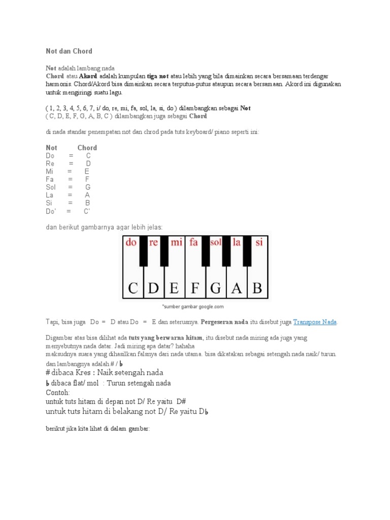 Tata Letak Not dan Chord Musik | PDF