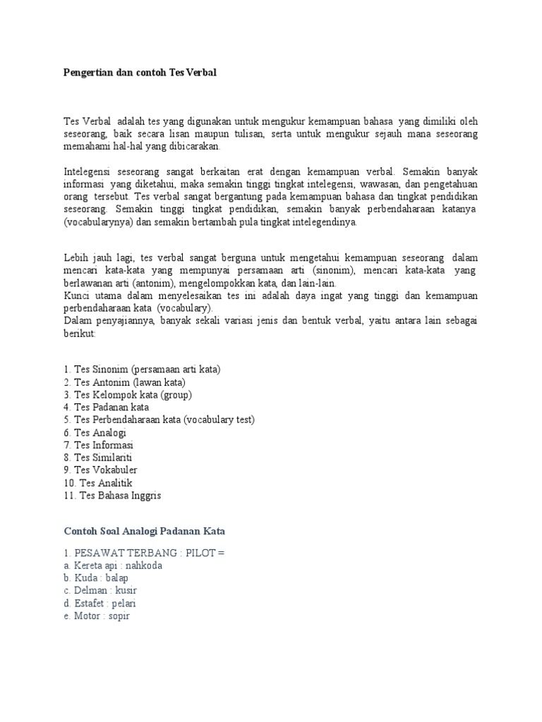 Tes Verbal | PDF