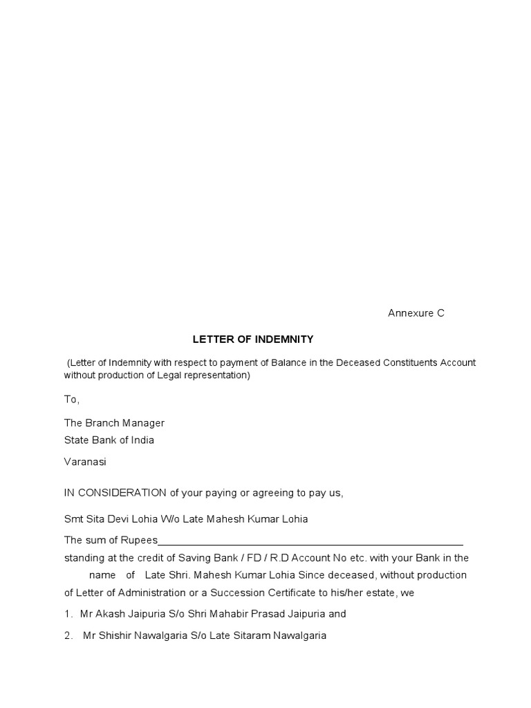 Letter of Indemnity | PDF