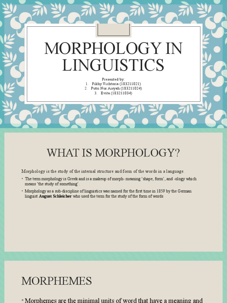 Morphology In Linguistics Pdf Word Morphology Linguistics