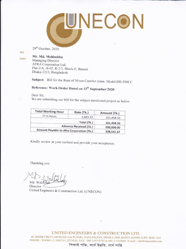 50 Ton Crawler Crane Bill | PDF