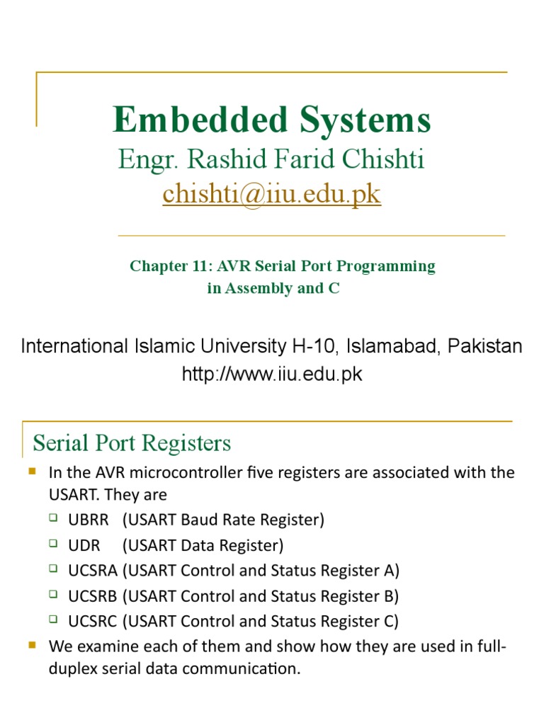 Ch11 AVR Serial Port Programming | PDF | Computer Hardware | Information Age