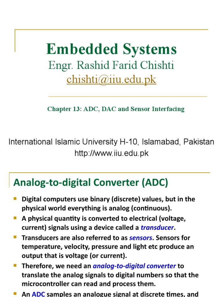 Ch13 ADC, DAC and Sensor Interfacing | PDF | Analogue Electronics | Analog To Digital Converter