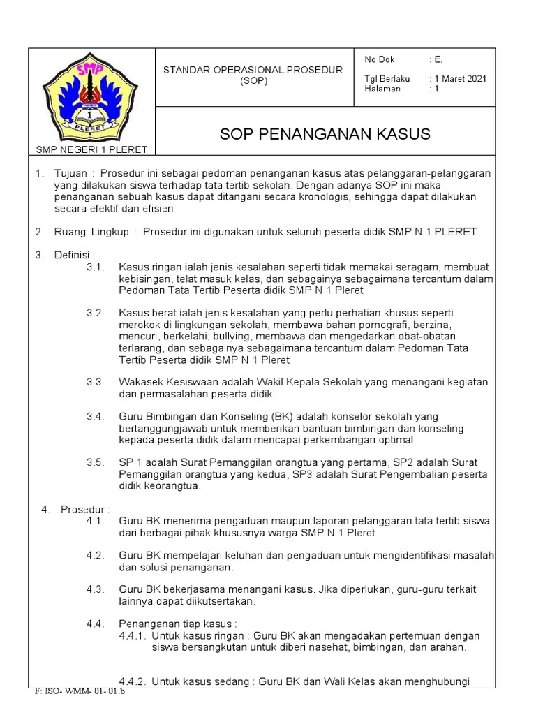 SOP Penanganan Kasus | PDF