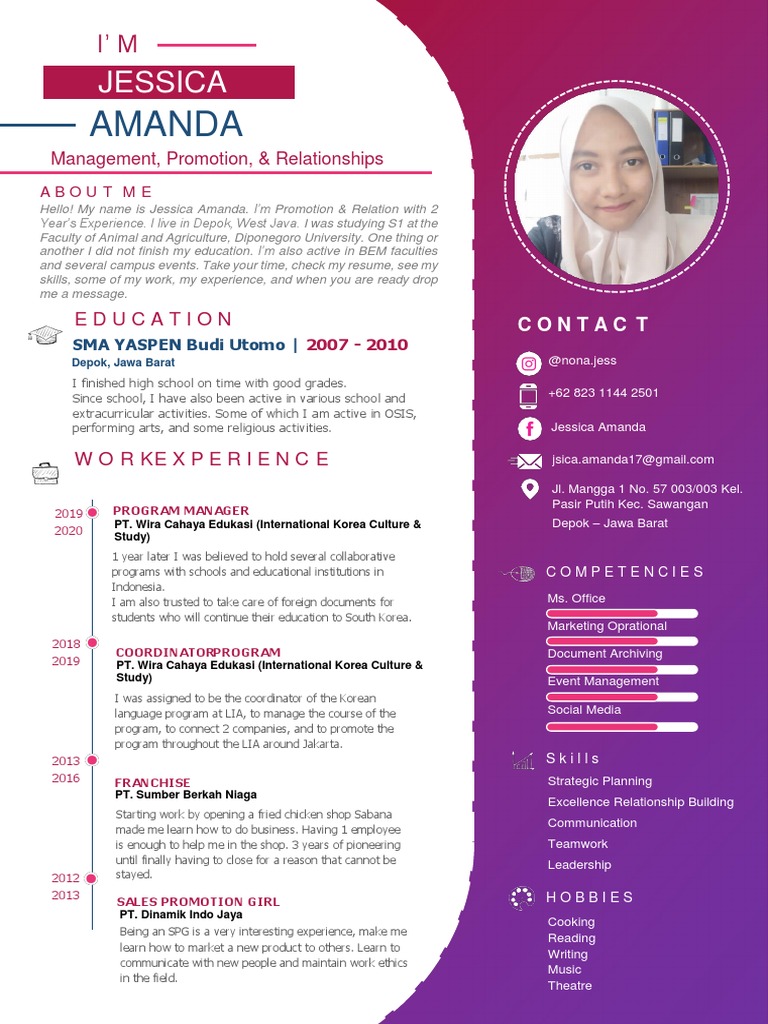 CV Jessica Amanda | PDF | Cognition | Psychological Concepts