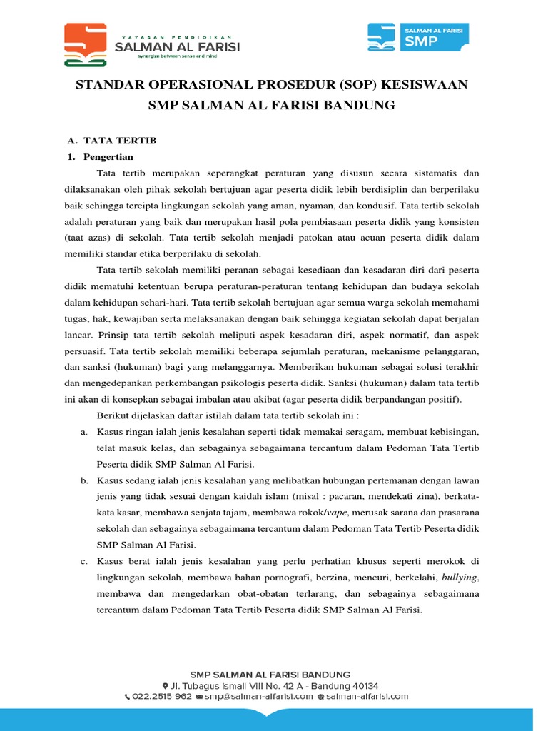 Sop Kesiswaan SMP Saf-1614611850 | PDF