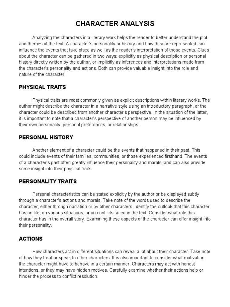 Character Analysis | PDF