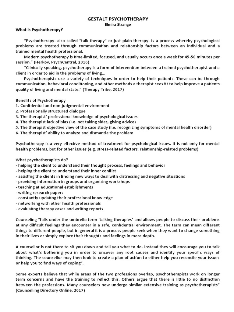 Gestalt Psychotherapy | PDF | Therapy | Psychotherapy