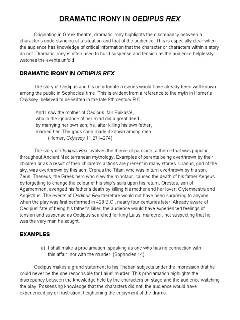 Dramatic Irony in Oedipus Rex | PDF | Oedipus | Ancient Greek Religion