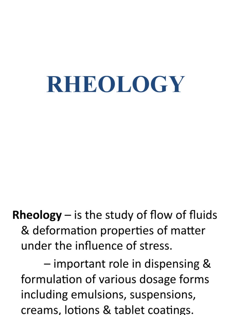 RHEOLOGY | PDF | Fluid Mechanics | Viscosity