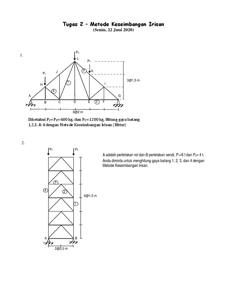 Latihan-2 Metode Keseimbangan Irisan (Metode Ritter) | PDF