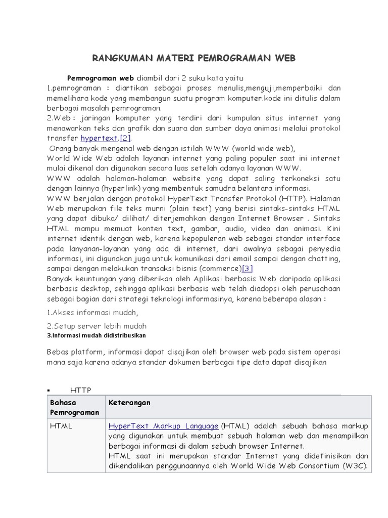 Rangkuman Materi Pemrograman Web | PDF