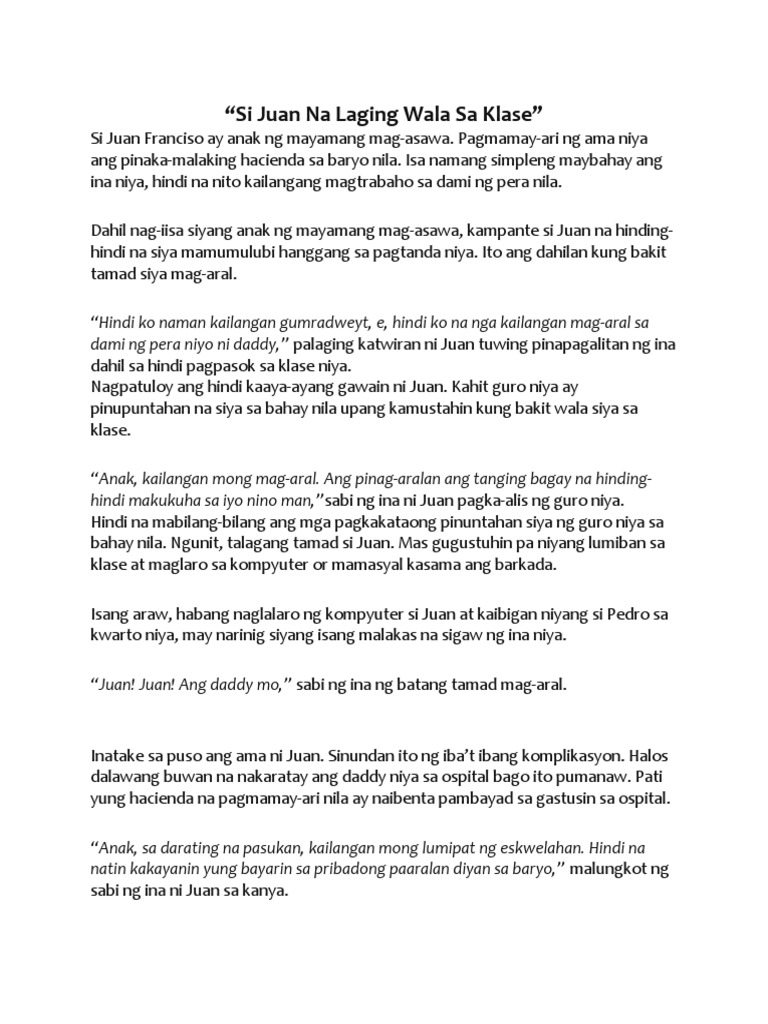 Si Juan Na Laging Wala Sa Klase | PDF