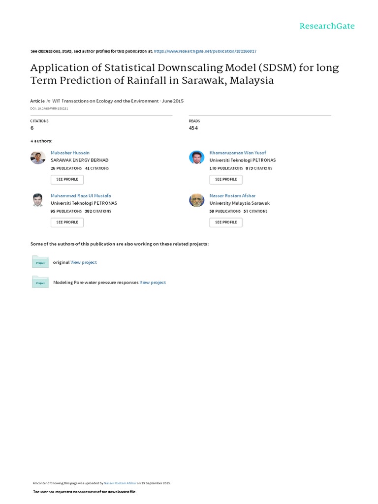 Application Of Statistical Downscaling Model Sdsm For Long Term