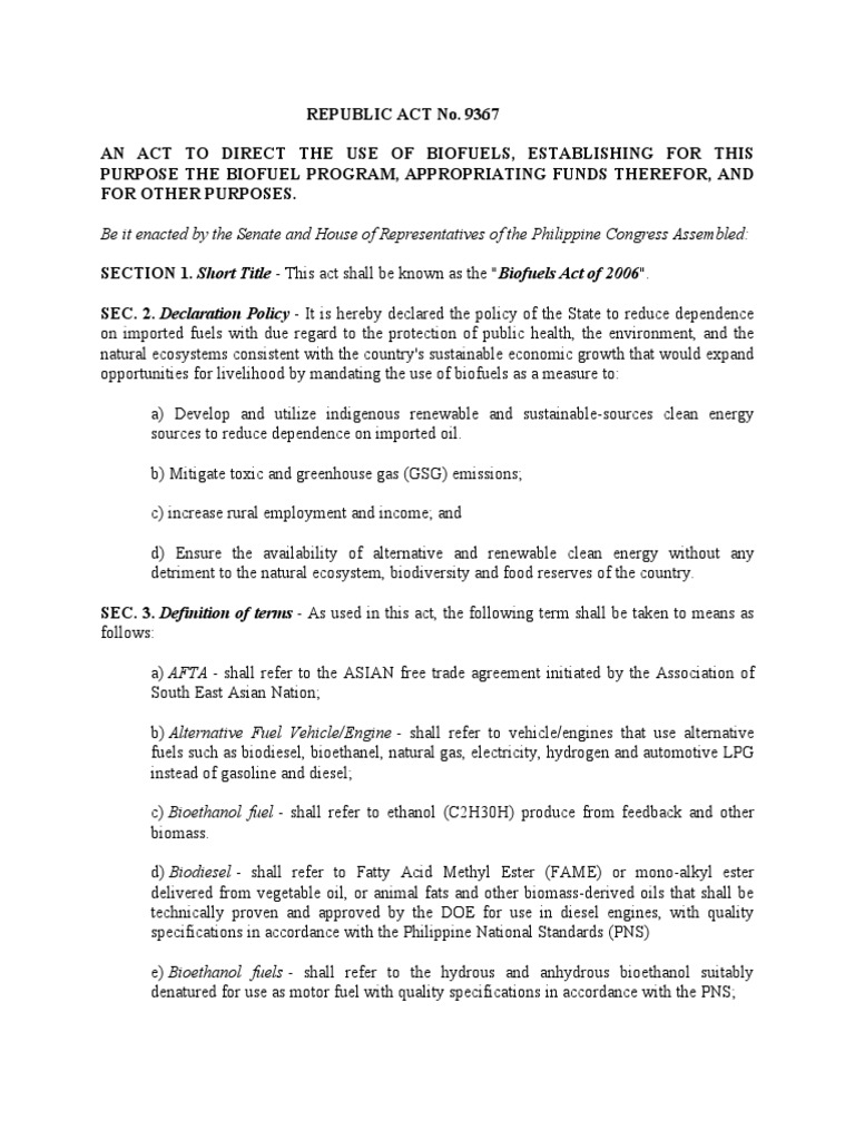 Biofuels Act of 2006 | PDF | Biofuel | Biodiesel