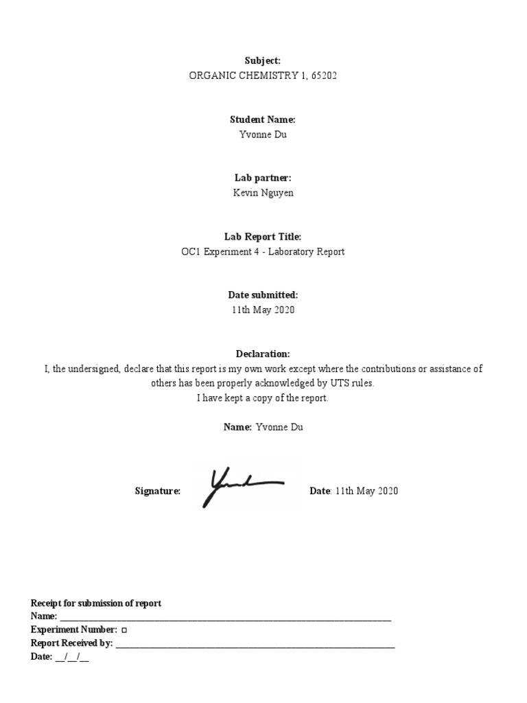 Experiment 4 Report - OC1 | PDF | Ether | Chemical Reactions