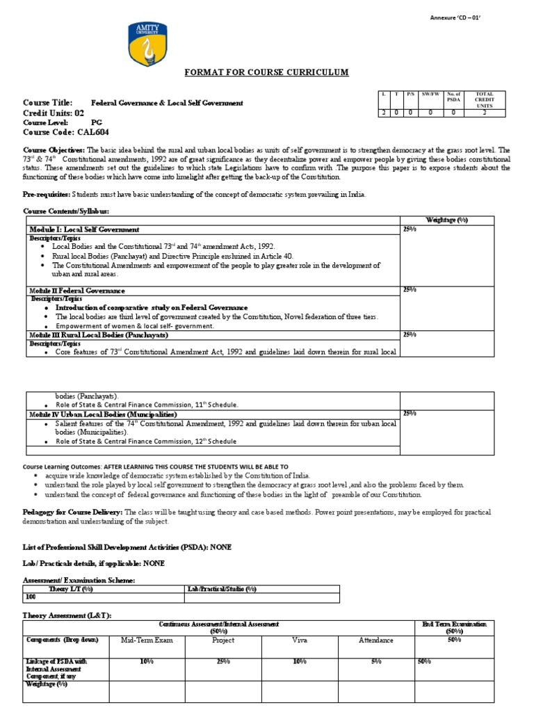 Federal Governance & Local Self Government | PDF | Policy | Government