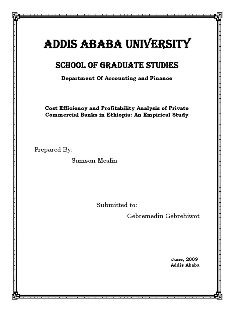 Addis Ababa University: School of Graduate Studies | PDF | Banks | Production Function