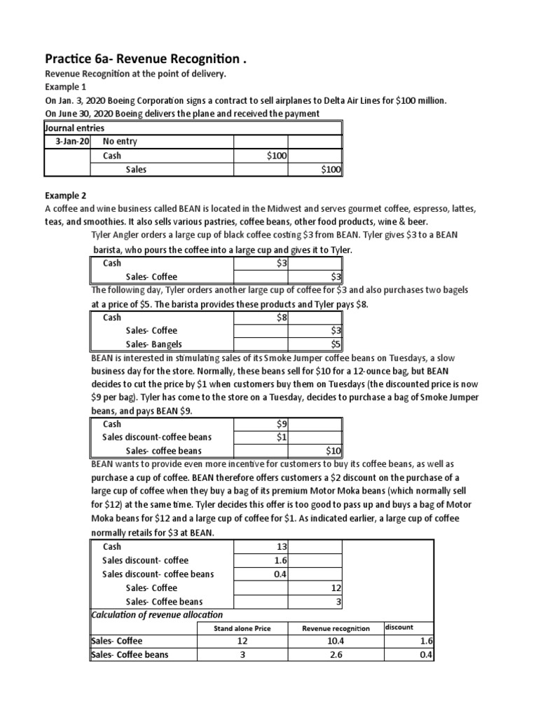 Practice 6a-Revenue Recognition .: Journal Entries 3-Jan-20 | PDF ...