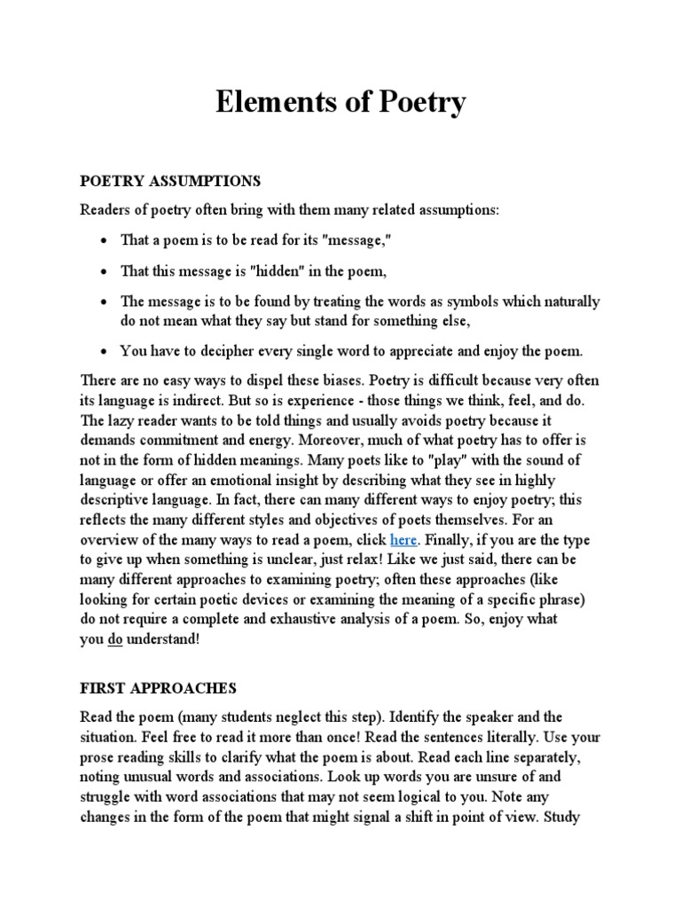 Elements of Poetry | PDF | Classics