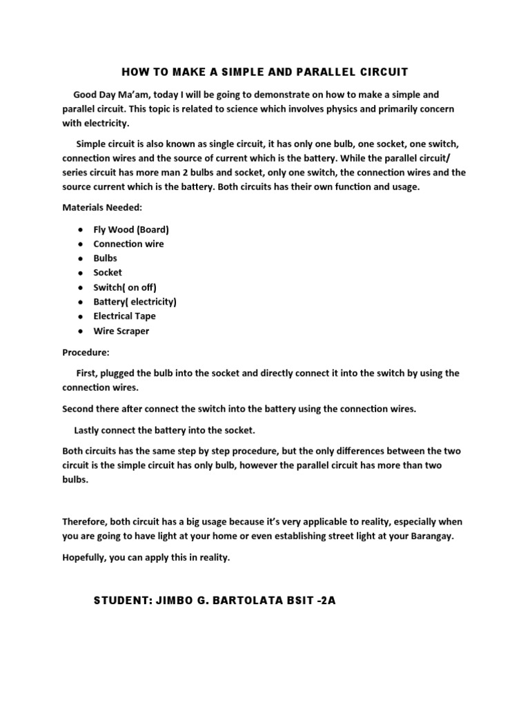 How To Make A Simple and Parallel Circuit | PDF