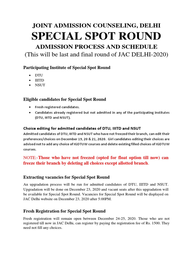 Special Spot Round Process and Schedule Revised | PDF | Business