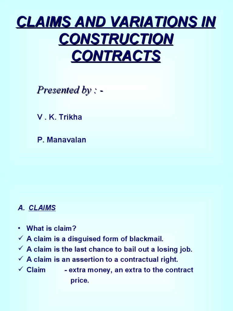 Claims and Variations in Construction Contracts | PDF | Mediation ...