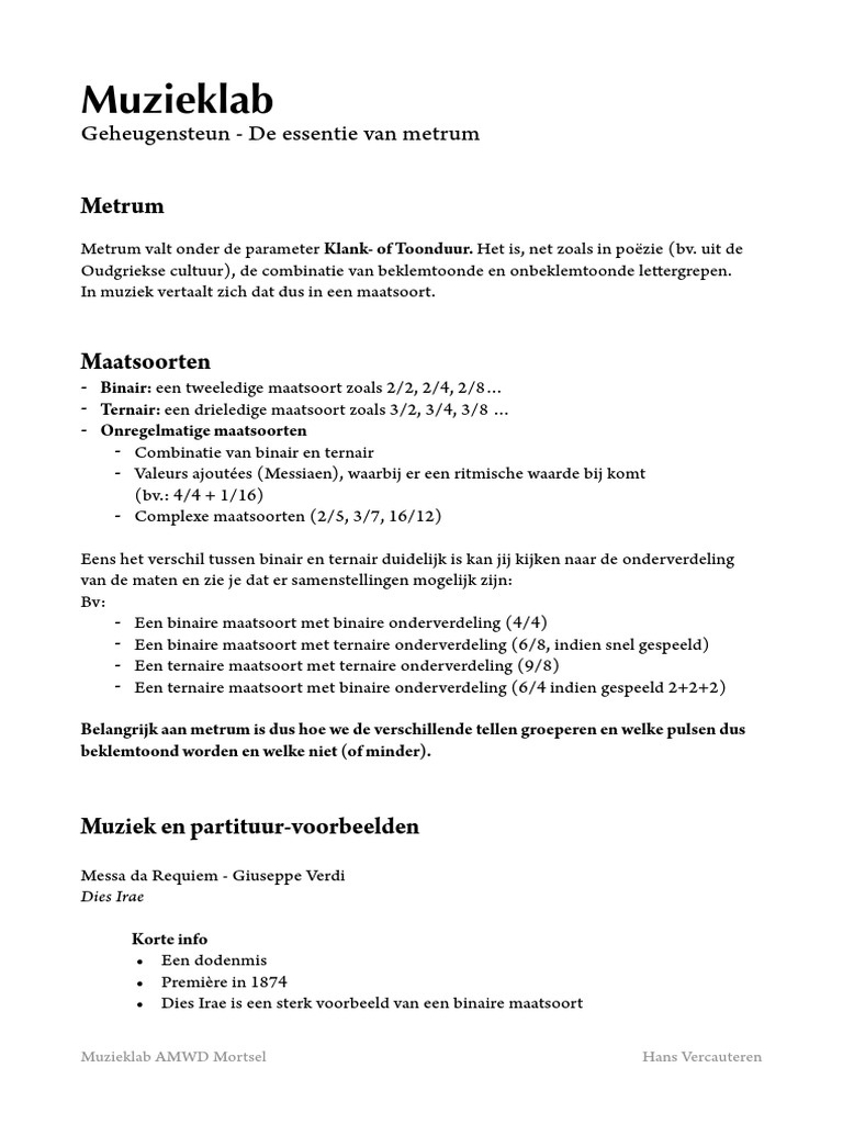 Muzieklab - Geheugensteun - Metrum | PDF