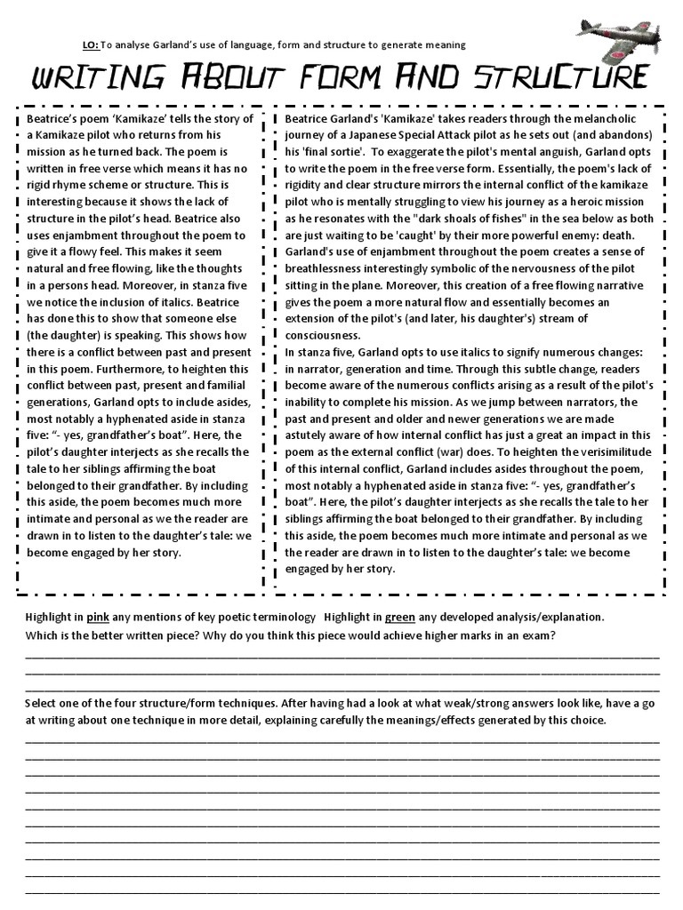 Writing About Form and Structure Kamikaze | PDF | Kamikaze | Poetry