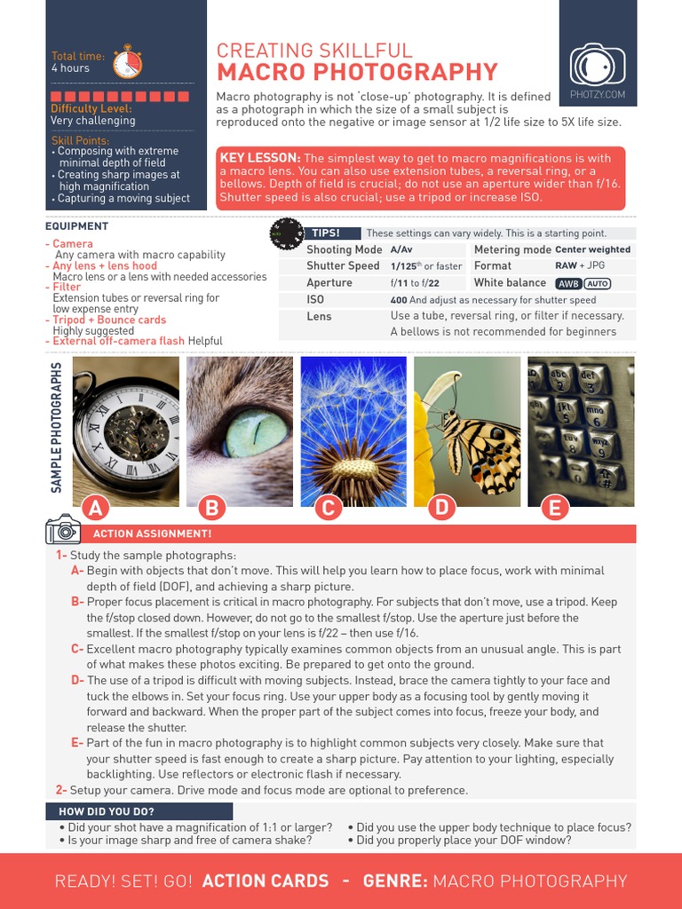 ActionCards Macro+Photography | PDF | Macro Photography | Camera Lens