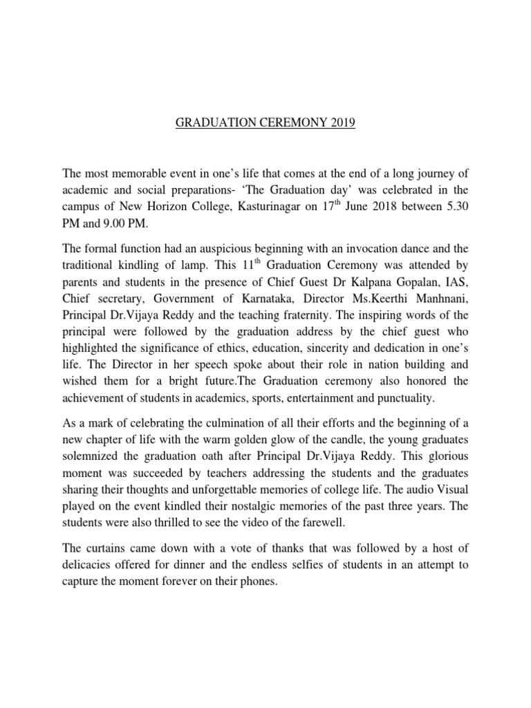 Report of Graduation Day 2019 | PDF